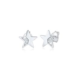 Paar Ohrstecker Elli DIAMONDS "Stern Star Diamanten (0.03 ct) Stecker 925 Silber" Ohrringe Gr. OneSize, 0.006 carat ct P1 = bei 10-facher Vergrößerung erkennbare Einschlüsse mit Diamanten, Silber 925 (Sterlingsilber), silberfarben (silber, weiß) Damen Ohrstecker