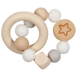 goki Greifling Elastik Stern natur, weiß, grau (Set, 1-tlg., 1), mit Silikon und Holz, Made in Germany