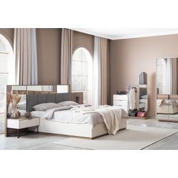 JVmoebel Schlafzimmer-Set Luxus Schlafzimmer Set Bett 2x Nachttische neu Möbel, (4-St., Nur Bett + 2x Nachttische + Kommode mit Spiegel)