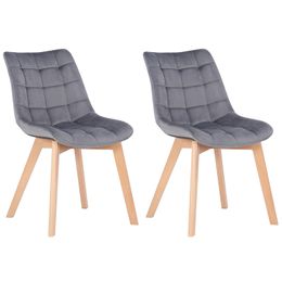CLP 2er-Set Esszimmerst&uuml;hle Passaic Samt, ergonomisch gepolstert & gesteppt, mit Bodenschonern, bis 150 kg belastbar