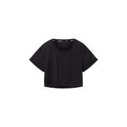 Tom Tailor Damen Atmungsaktives T-Shirt, schwarz, Uni, Gr. XS