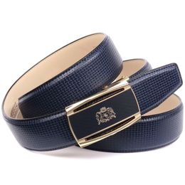Anthoni Crown Ledergürtel Wertige goldfarbene Schließe mit filigranem Anthoni Crown Logo, blau