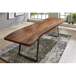 Esstisch Baumkante massiv Akazie nussbaum 280 x 100 schwarz Halmstad