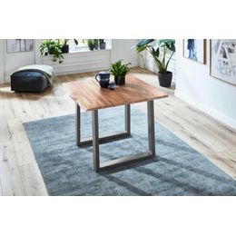 B-Ware Esstisch Baumkante massiv Akazie natur 90 x 90 silber NOAH