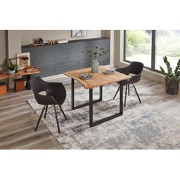 Esstisch Baumkante massiv Akazie Natur 90 x 90 schwarz BILLY