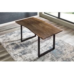 Esstisch Baumkante massiv Akazie Nussbaum 130 x 75 schwarz BILLY