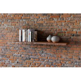 Wandregal Akazienholz nussbaum massiv 120 cm Holzregal Baumkante SUVA