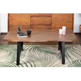 Couchtisch Baumkante 120 x 80 cm Akazie nussbaumfarben A-Gestell schwarz Quintus