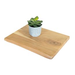 Holzplatte Akazienholz natur massiv 40x30 cm Holzbrett einseitige Baumkante ARYA