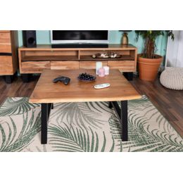 Couchtisch Baumkante 90 x 90 cm Akazie nussbaumfarben A-Gestell schwarz Quintus