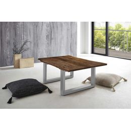 Couchtisch Baumkante 120 x 80 cm Akazie nussbaumfarben silber LUBIN