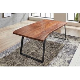 Esstisch Baumkante massiv Akazie nussbaum 120 x 80 schwarz Havanna