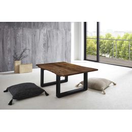 Couchtisch Baumkante 120 x 80 cm Akazie nussbaumfarben schwarz LUBIN