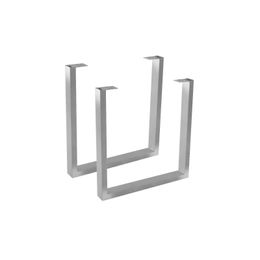 Tischgestell 2er Set Roheisen lackiert Kufengestell Industrial-Design silber U-Form