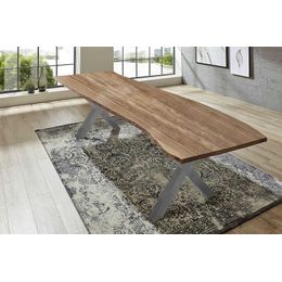 Esstisch Baumkante massiv Akazie natur 300 x 100 silber XAVER