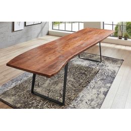 Esstisch Baumkante massiv Akazie nussbaum 280 x 100 schwarz Hobart