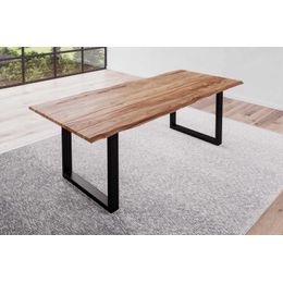 Baumkantentisch 220x100cm Naturbelassen Schwarz MAILAND