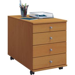 ebuy24 - Lona Büro Kommode , Schubladenabschnitt, Kassette auf Rädern mit 4 Schubladen Buche dekor. - Holz