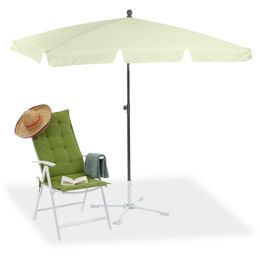 Sonnenschirm rechteckig, 200 x 120 cm Strandschirm, höhenverstellbarer Gartenschirm mit Kippfunktion, hellgelb - Relaxdays