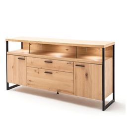 Lomadox Wohn- / Esszimmer Sideboard, 185cm breit, in Eiche Bianco geölt (teilmassiv) SOMBOR-05, b/h/t ca. 185/92/46 cm - braun