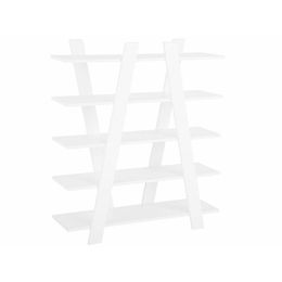 Beliani Bücherregal Weiß Faserplatte 116 x 100 x 33 cm Modern Skandinavischer Stil 5 Fächer Viel Stauraum Wohnzimmer - Weiß