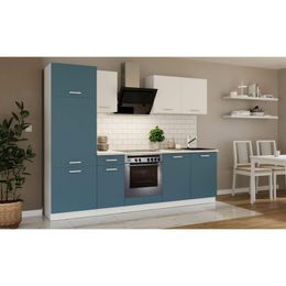 Küche Toni 260 cm Küchenzeile Küchenblock Singleküche EinbaukücheSkagerrak Blau