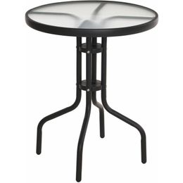 Spetebo - Metall Glastisch in schwarz - ø 60 cm - Modell: rund - Bistrotisch Gartentisch