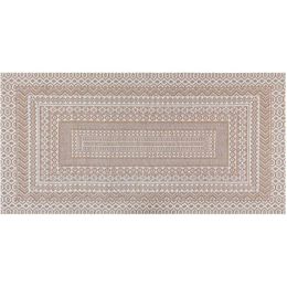 Beliani Teppich Beige u. Weiß aus Jute 80 x 150 cm Rechteckig Geometrisches Muster für Wohnzimmer Schlafzimmer Flur - Beige