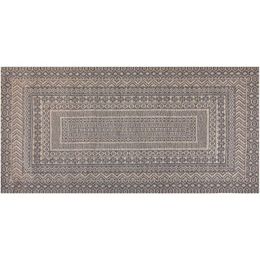 Beliani Teppich Beige u. Grau aus Jute 80 x 150 cm Rechteckig Geometrisches Muster für Wohnzimmer Schlafzimmer Flur - Beige
