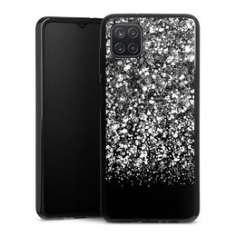 DeinDesign Galaxy A12 Handy Silikon H&uuml;lle Case schwarz Handyh&uuml;lle Glitzer Snowflake Muster