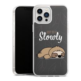 DeinDesign iPhone 13 Pro Max Handy Silikon H&uuml;lle Case transparent Handyh&uuml;lle Sloth Lazy Sunday Sayings Silikon Case