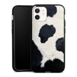 DeinDesign iPhone 12 mini Handy Silikon H&uuml;lle Case schwarz Handyh&uuml;lle Animal Look Animal Print Cow Skin