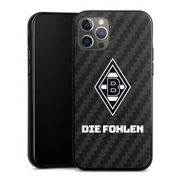DeinDesign iPhone 12 Pro Handy Silikon H&uuml;lle Case schwarz Handyh&uuml;lle Borussia M&ouml;nchengladbach Carbon Gladbach