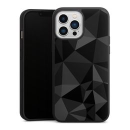 DeinDesign iPhone 13 Pro Max Handy Premium Silikon H&uuml;lle Handyh&uuml;lle schwarz Case Abstract Muster Geometric Silikon Premium Case