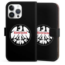 DeinDesign iPhone 14 Pro Max Handy Klapph&uuml;lle Handyh&uuml;lle aus Kunst Leder schwarz Flip Case Eintracht Frankfurt Sge Official Licensed Product Sideflip mit Lasche