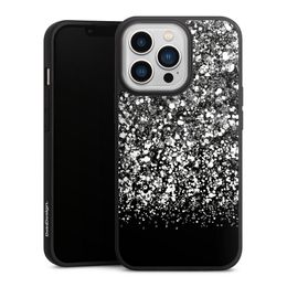 DeinDesign iPhone 13 Pro Handy Premium Silikon H&uuml;lle Handyh&uuml;lle schwarz Case Muster Snowflake Glitzer Silikon Premium Case