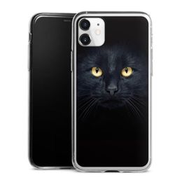 DeinDesign iPhone 11 Handy Slim Case Silikon Handyh&uuml;lle transparent H&uuml;lle extra d&uuml;nn Eye Cat Black Silikon Slim Case