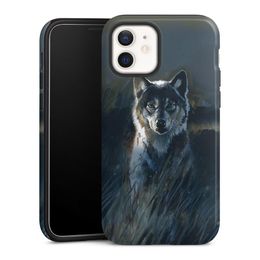 DeinDesign iPhone 12 mini Handy Panzer Handyh&uuml;lle robuste Outdoor H&uuml;lle Schutzh&uuml;lle gl&auml;nzend Wolf Painting Nature Tough Case