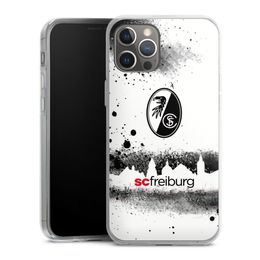 DeinDesign iPhone 12 Pro Max Handy Silikon H&uuml;lle Case transparent Handyh&uuml;lle Skyline Sc Freiburg Logo Silikon Case