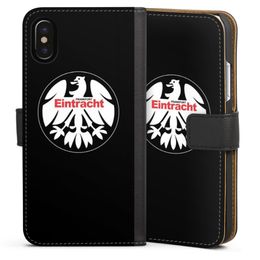 DeinDesign iPhone X Handy Klapph&uuml;lle Handyh&uuml;lle aus Kunst Leder schwarz Flip Case Eintracht Frankfurt Sge Official Licensed Product Sideflip mit langer Lasche
