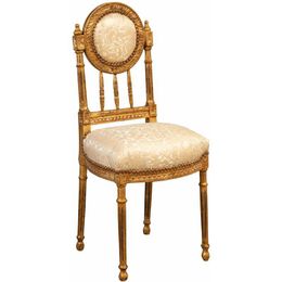 Biscottini Louis-XVI-Stuhl im französischen Stil aus massivem Buchenholz - Gold