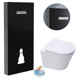 Vitra - WC-Pack Vorwandelement aus Sicherheitsglas/Aluminium mit integrierter Betätigungsplatte + sat wc Spülrandlos + Softclose WC-Sitz