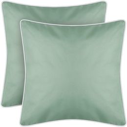 Bestlivings - Outdoor Kissen mit Paspel 2er Pack ( 45 x 45 cm ) Mintgrün - Dekokissen Garten Reißverschluss - Schmutz- und Wasserabweisend