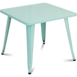 Costway Kindertisch blau, Spieltisch fuer Kinder, Kinderspieltisch quadratisch, Tisch aus Metall fuer Kinderzimmer