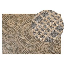 Beliani Teppich Beige u. Grau aus Jute 160 x 230 cm Rechteckig Geometrisches Muster Kurzflor Modern für Wohnzimmer Schlafzimmer - Grau