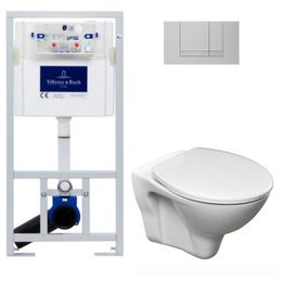 Villeroy & Boch Villeroy&boch - WC-Pack Vorwandelement Viconnect + Cersanit S-line Pro Wand-WC mit WC-Sitz + Betätigungsplatte (ViConnectS-LinePro-3-DE)
