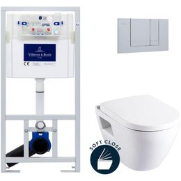 Villeroy & Boch WC-Pack Vorwandelement Viconnect + Serel Smart Wand-WC mit WC-Sitz + Betätigungsplatte (ViConnectSM10-3-DE) - Villeroy&boch