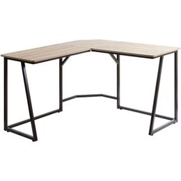 Eck-Schreibtisch HHG 749, Computertisch Arbeitstisch, MVG-zertifiziert 76x175x100cm, mdf Metall naturfarben - brown