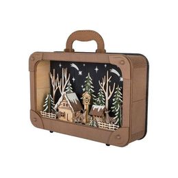 MyFlair Wooden Laser Cut Suitcase LED Decoration