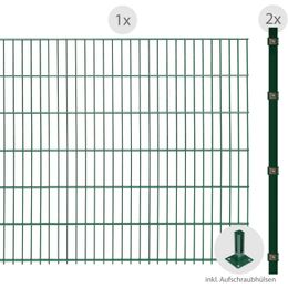 Arvotec Doppelstabmattenzaun ESSENTIAL 123 zum Aufschrauben, (Set), Zaunhöhe 123 cm, Zaunlänge 2 - 60 m, grün